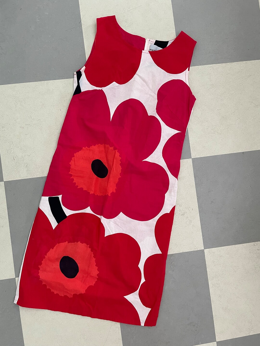 Vintage Marimekko Dress / Red Unikko Flowers on White / Size 36, Fits X ...