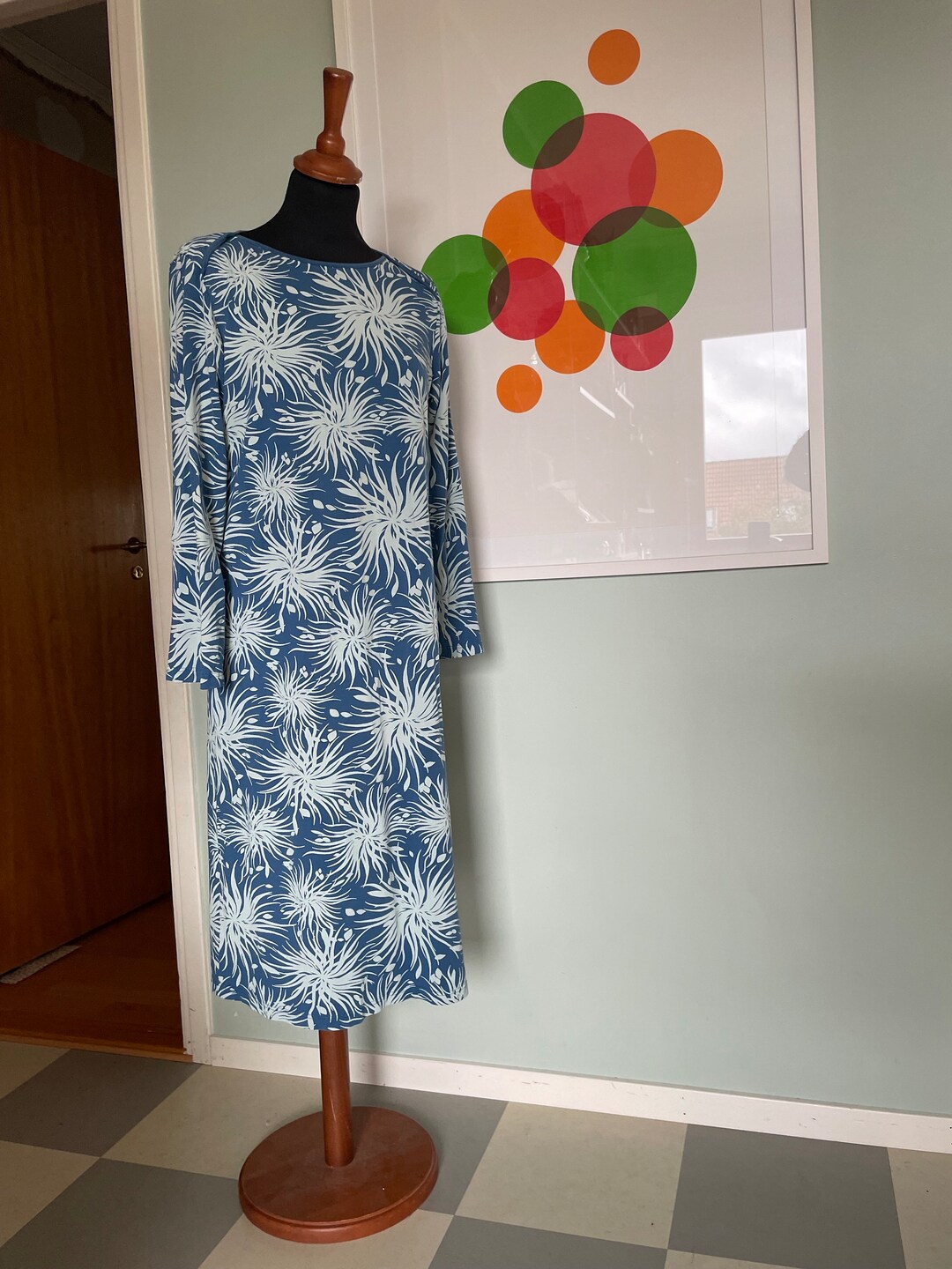Vintage 80s Finnish Maxi Dress: Blue Floral Nanso, Size Small - Etsy