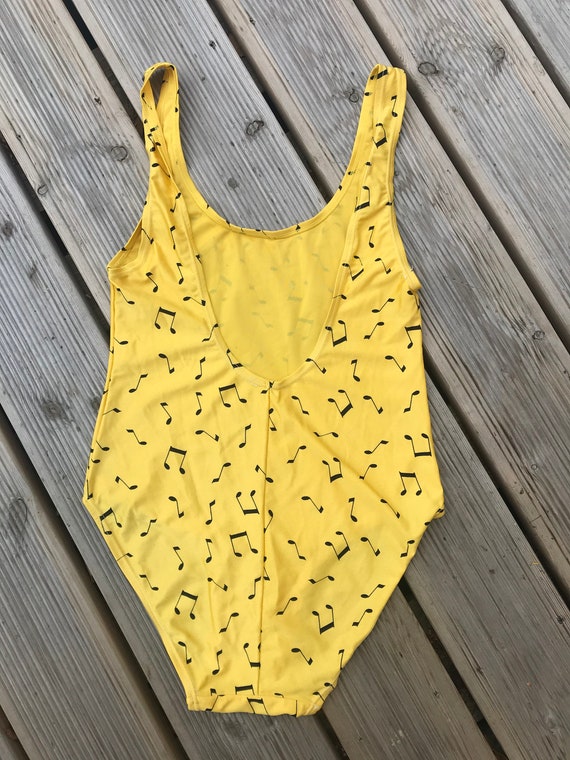 Vintage Swimsuit Sunny Yellow Notes / Small - Medium … - Gem