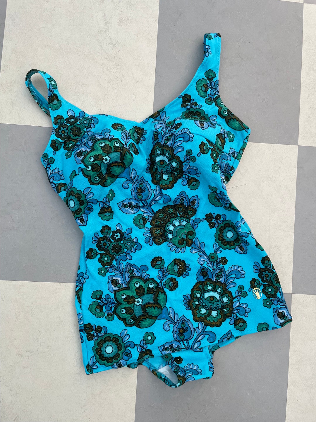 Vintage Bathing Suit Vinetta / Large Swimsuit / 1960's Graphic Retro ...
