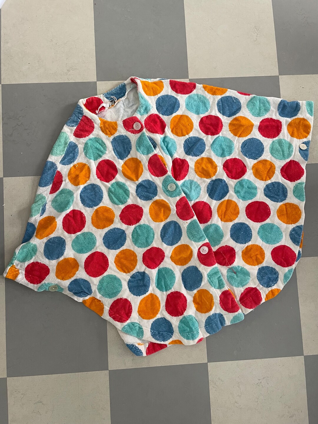 Vintage Sun Cape / One Size / Terry Fabric 1960s 1970s, Big Colorful ...
