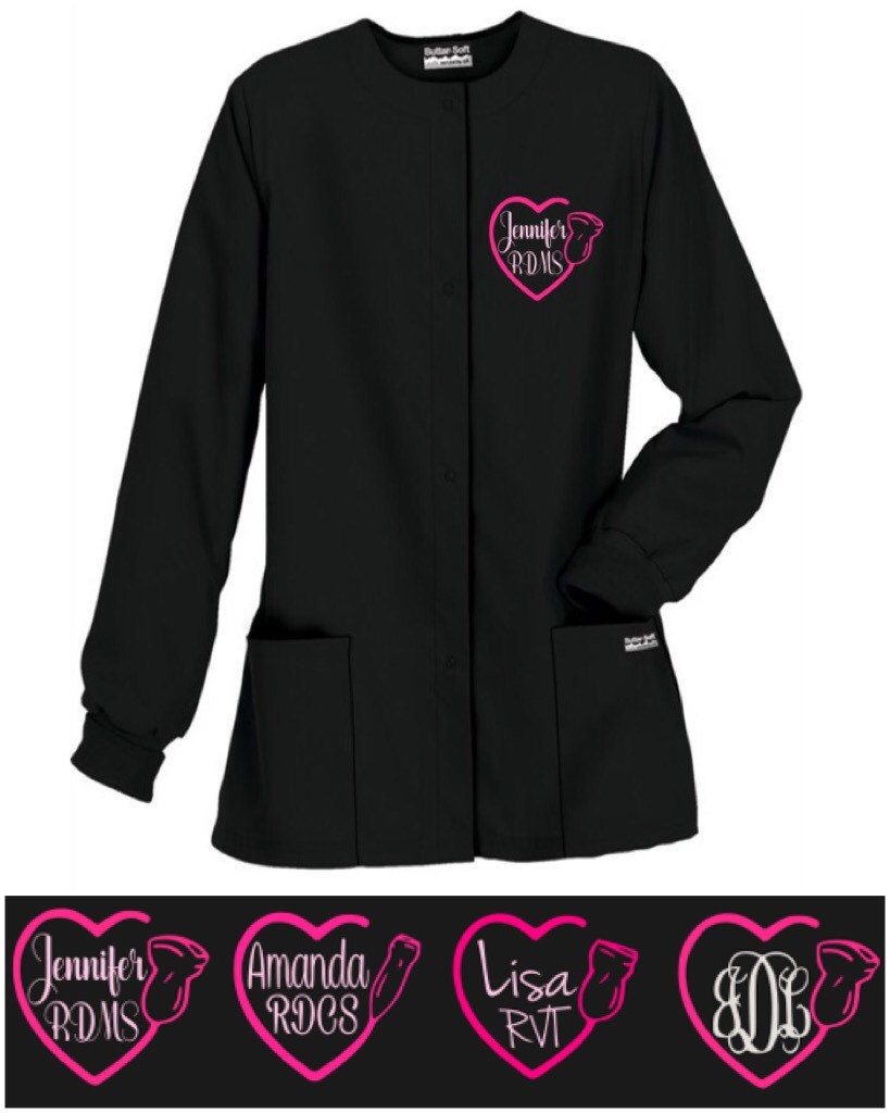 Sonographer Heart Monogram Scrub Jacket - UA Warm Up
