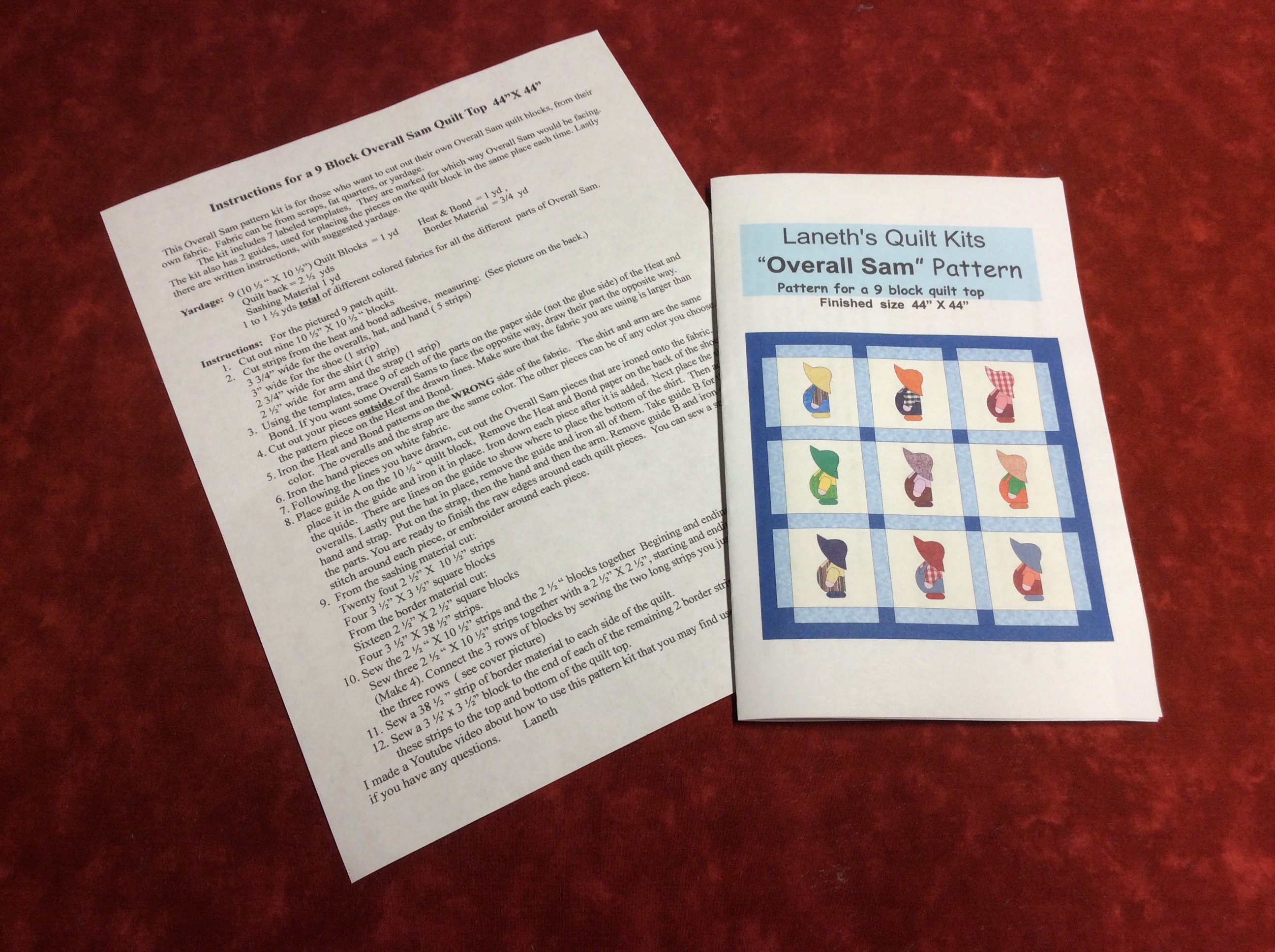 Mailed Overall Sam Baby Quilt Pattern Comes With Physical Templates and ...
