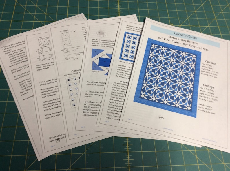 PDF Pattern for Storm at Sea Quilt ,with Template Patterns Twin and ...