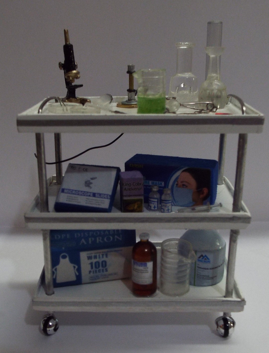 Dollhouse Miniature Handcrafted Medical Hospital Lab Cart 1/12th Scale ...