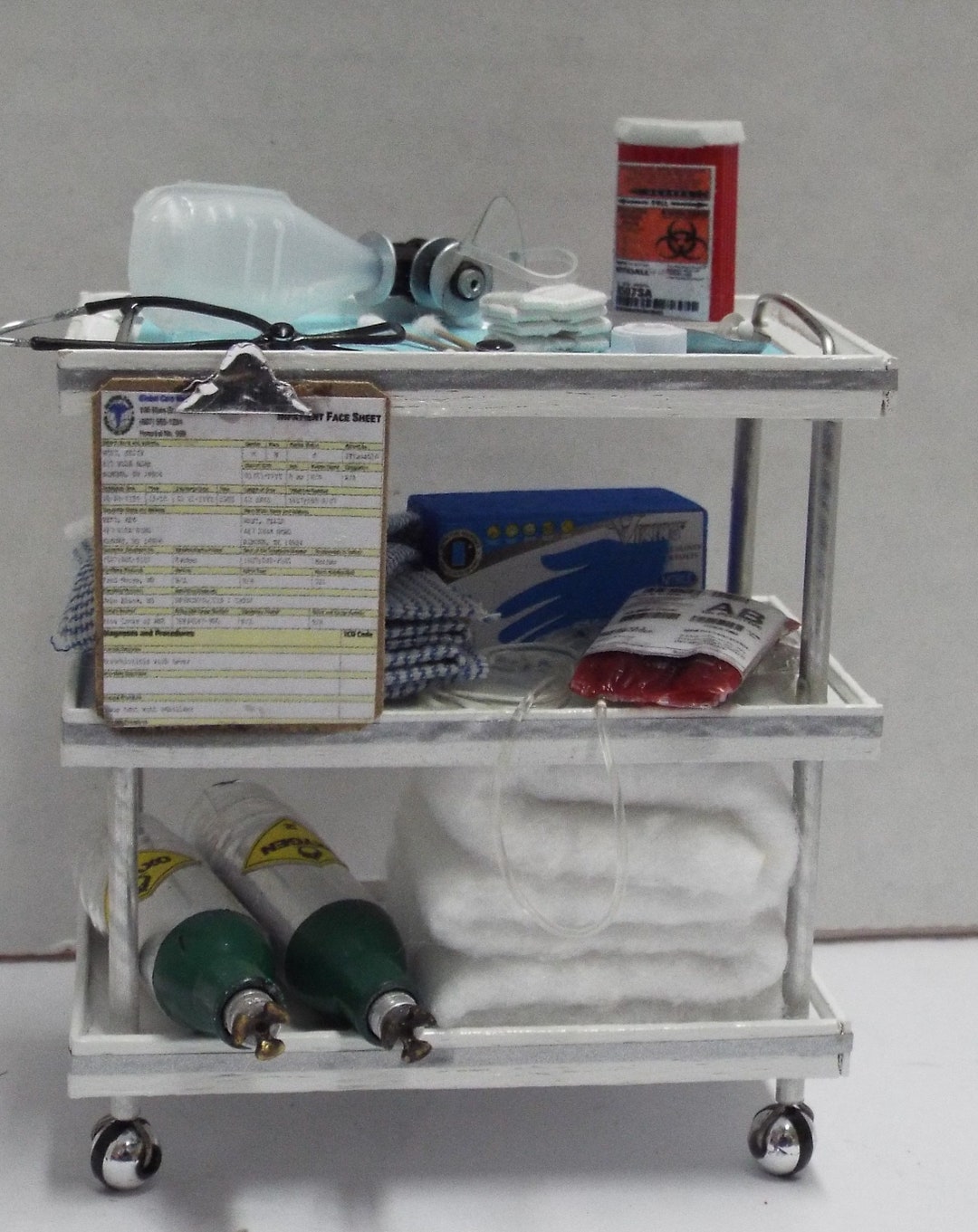 Dollhouse Miniature Handcrafted Medical Hospital ER Cart 1/12th Scale ...