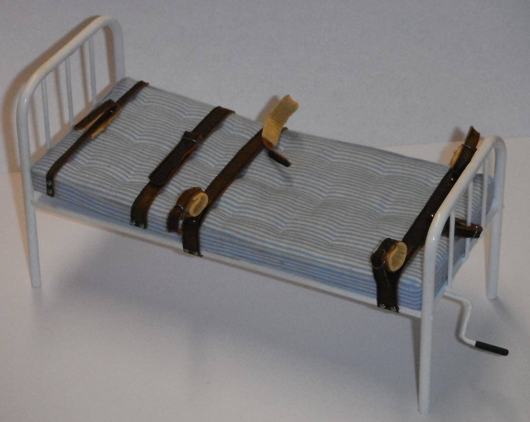 Dollhouse Miniature Handcrafted Asylum Leather Straps Hospital Bed ...