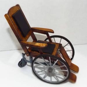 Dollhouse Miniature Handcrafted Old Fashioned Wheelchair Wood Black ...