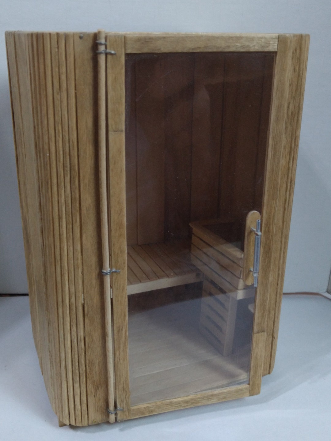 Doll Miniature Handcrafted SPA Sauna Box Wooden 1/12th Scale Dollhouse ...