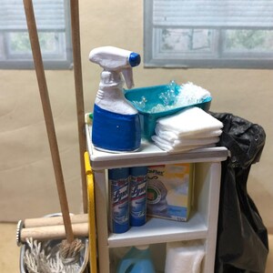 Dollhouse Miniature 1/12th Scale Cleaning Cart Janitor Medical Dental ...
