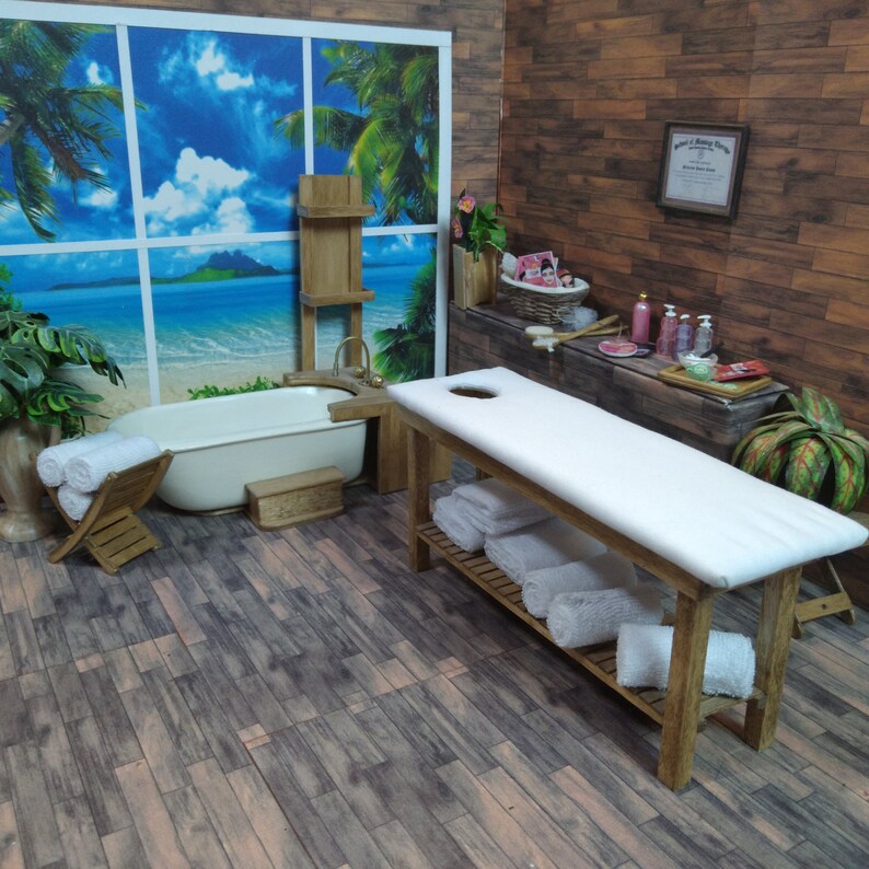 Doll Miniature Handcrafted SPA Tub Wooden Shelves 1/12th Scale ...