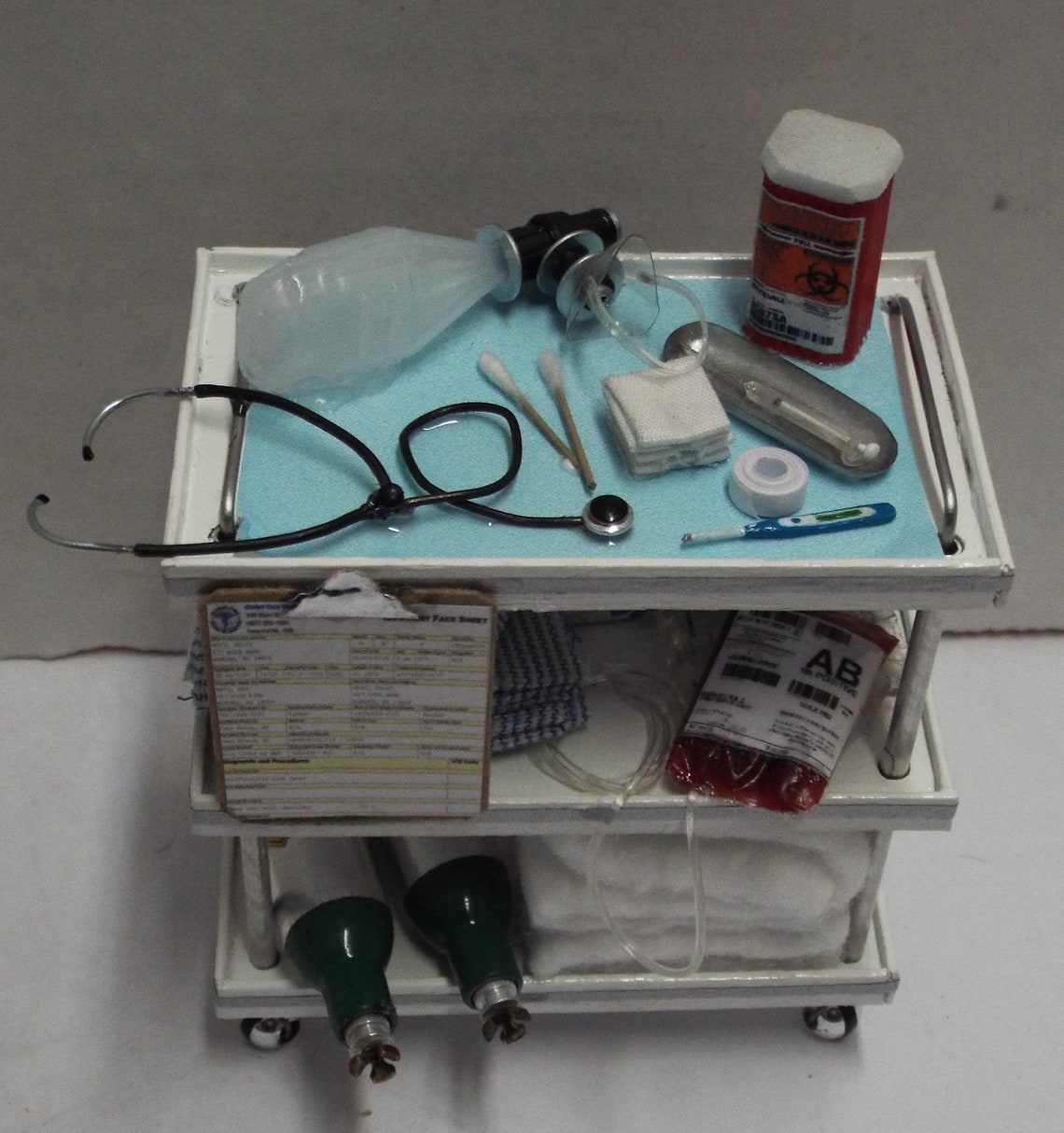 Dollhouse Miniature Handcrafted Medical Hospital ER Cart 1/12th Scale ...
