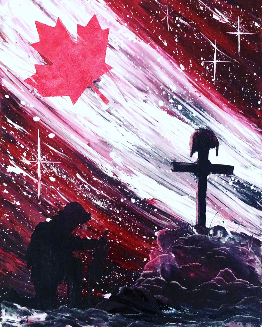 Canadian Solider Remembrance Day Spray Painr Art and Acrylic on Canvas ...