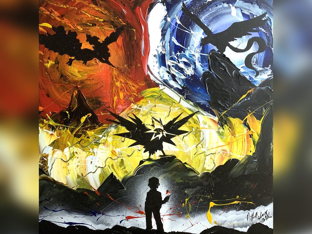 The Legends - Acrylic Painting on Canvas. Moltres, Articuno, Zapdos - Etsy