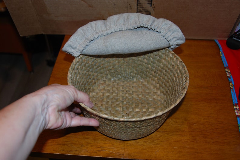 Covered Roll Basket, Covered Bread Basket, Linen Covered Basket T - Etsy