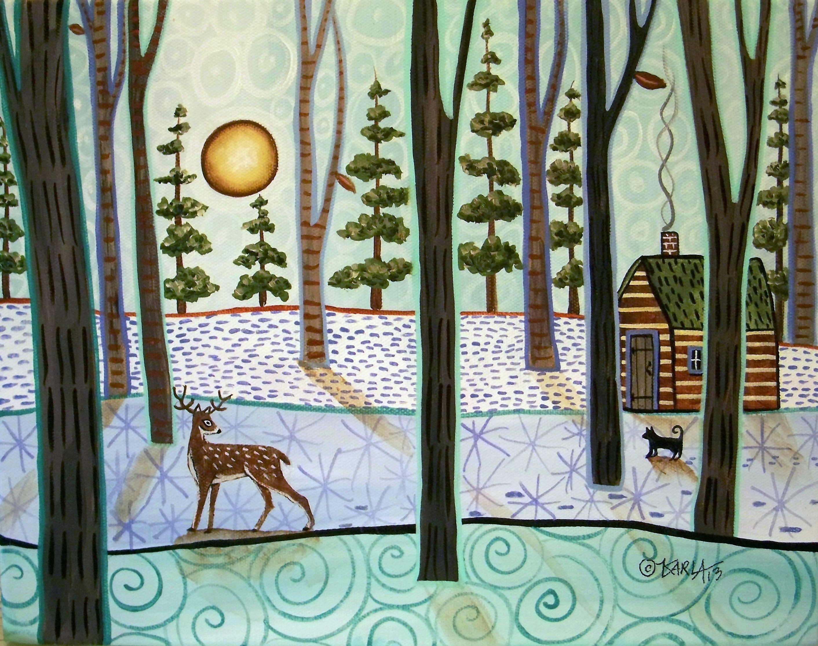 DIGITAL RUG HOOK Craft Paper Pattern 'follower' Folk Art Abstract ...