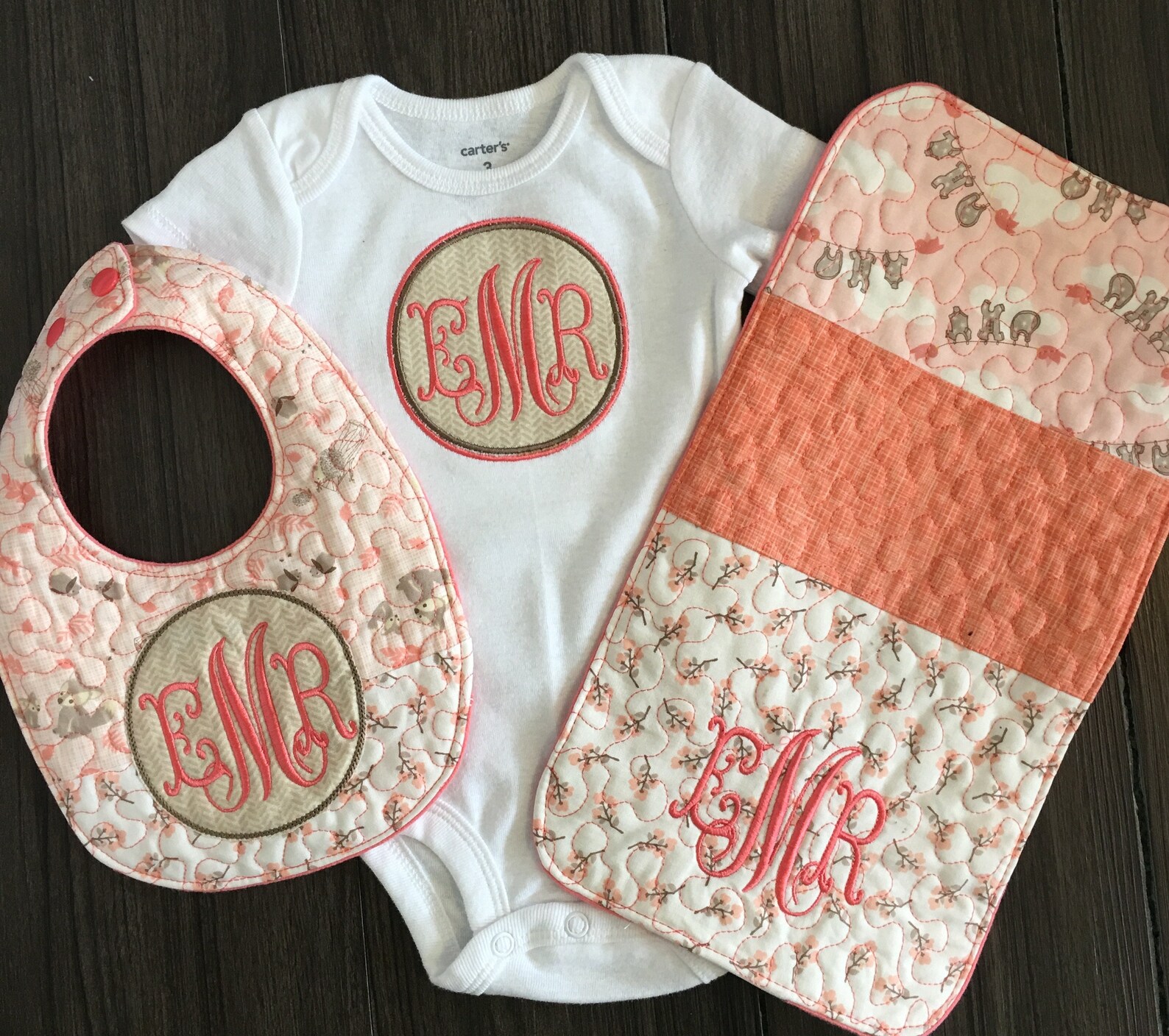 Custom Boutique Personalized Baby Gift Set/3piece Set/Handmade | Etsy