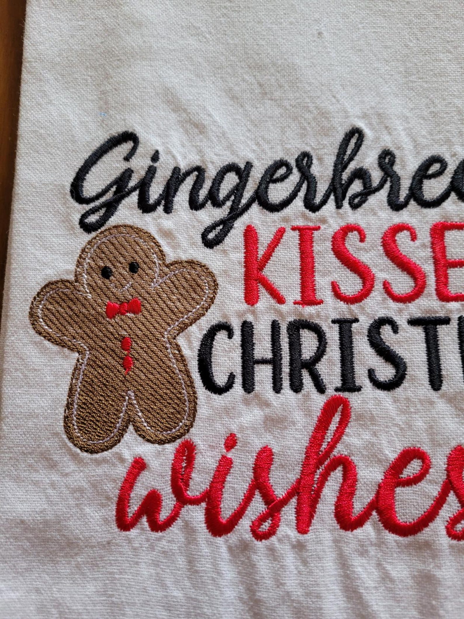 Gingerbread Kisses, Christmas Wishes Machine Embroidery Dish Towel, 100 ...