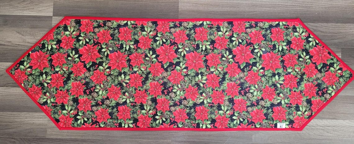 Elegant Large Poinsettia Christmas Table Runner - Etsy