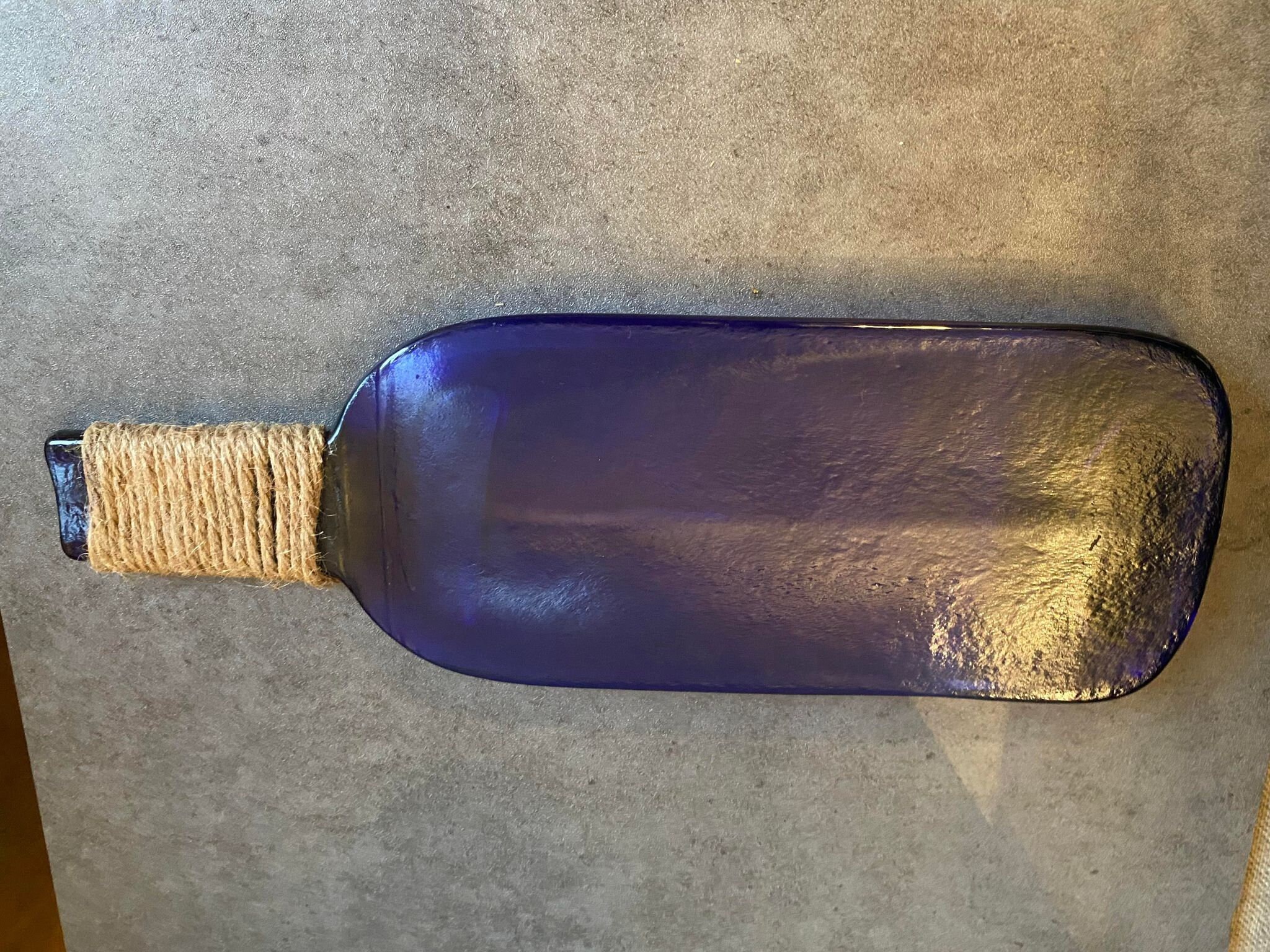 Vintage Cobalt Blue Flattened Glass Bottle Tray - Etsy