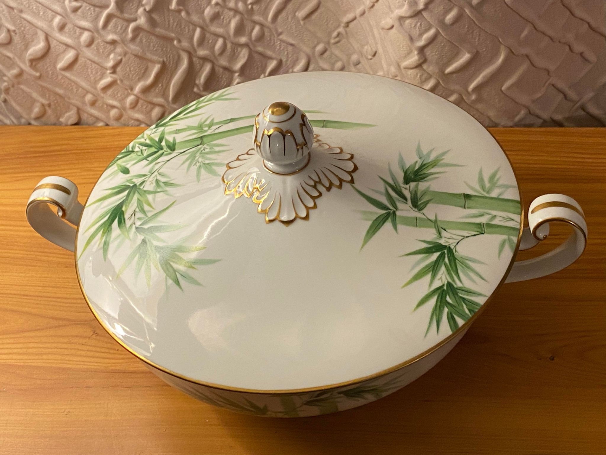 Vintage Noritake Green Bamboo Toki Kaisha 1538G Covered Casserole Dish ...