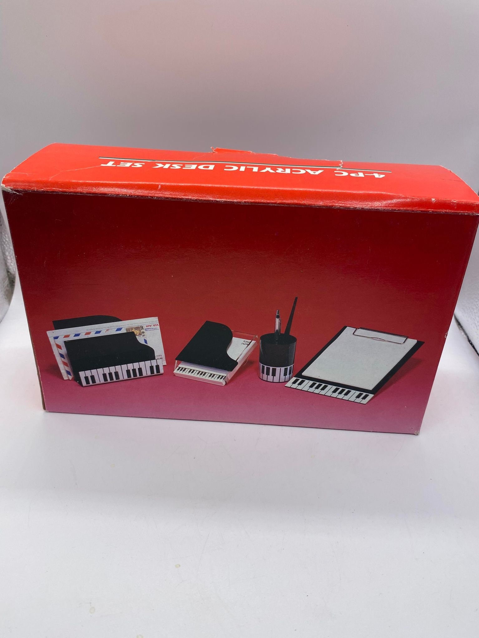Vintage 4 Piece Plastic Desktop Piano Keyboard Theme Desk Accessories ...
