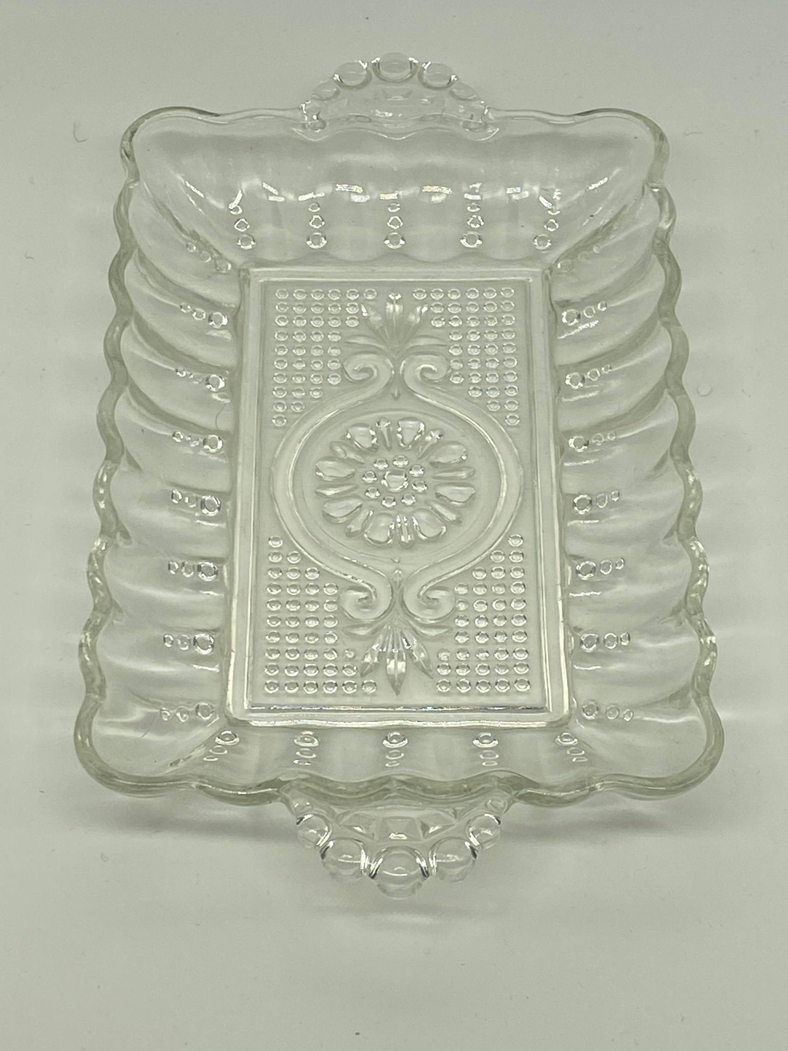 Set of 2 Anchor Hocking Glass Pattern E156 Clear Relish Dish With ...