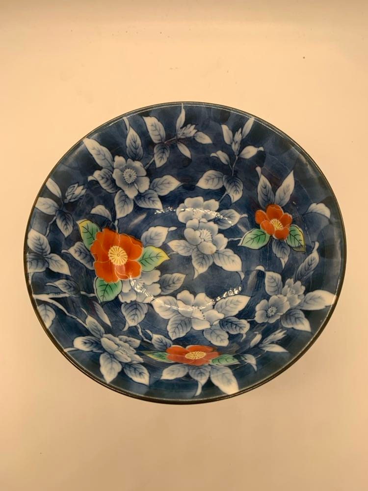Vintage Japanese Signed Arita Juzan Gama Namazu Blue Porcelain Soup ...