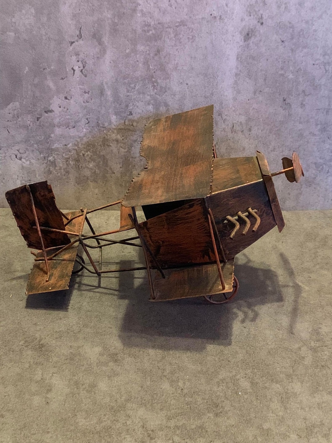 Non-working Vintage Copper Airplane Music Box Signed George Imports ...