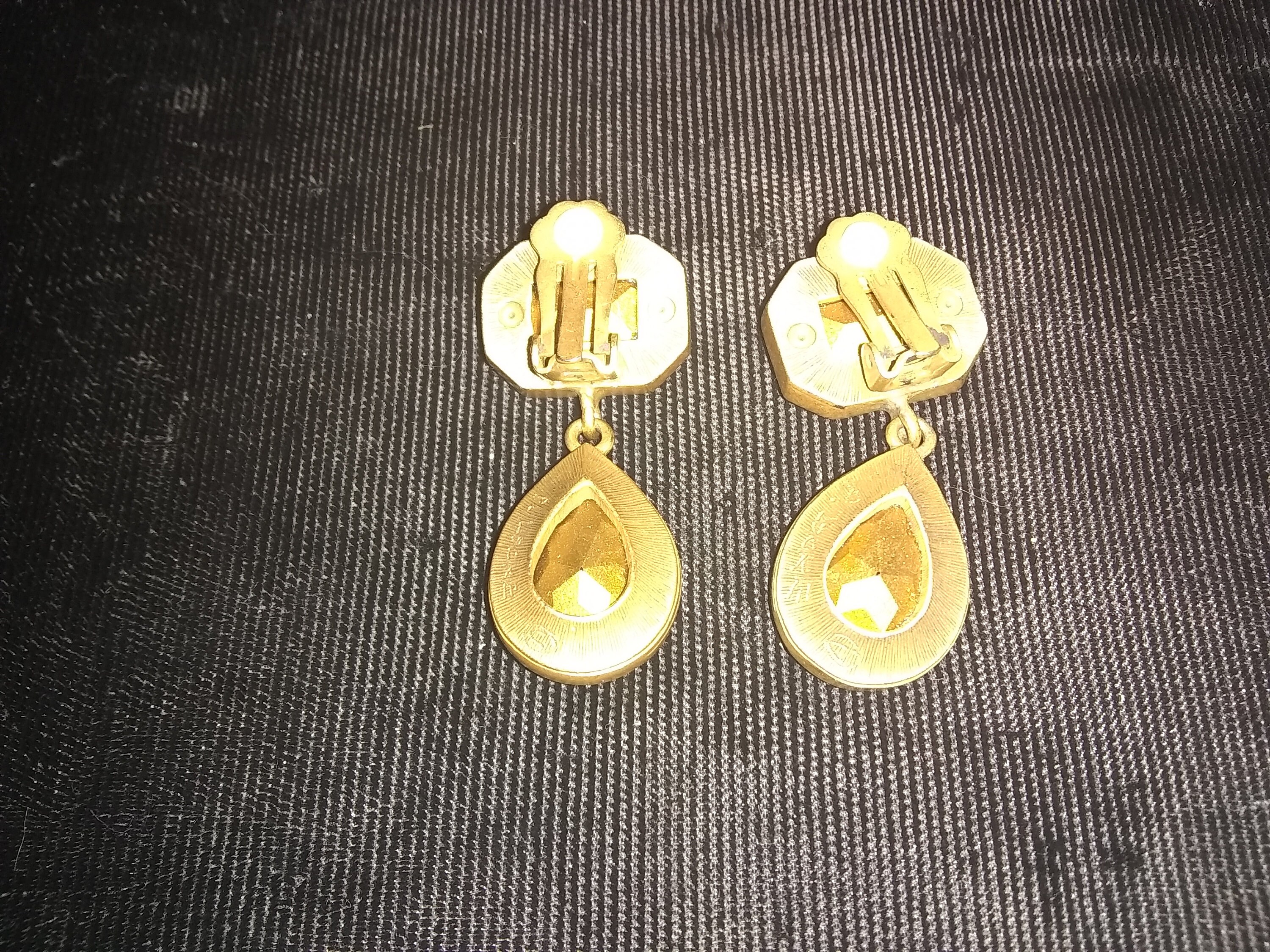 Patricia Locke Gold Tone Large Rhinestone Clip on Earrings - Etsy