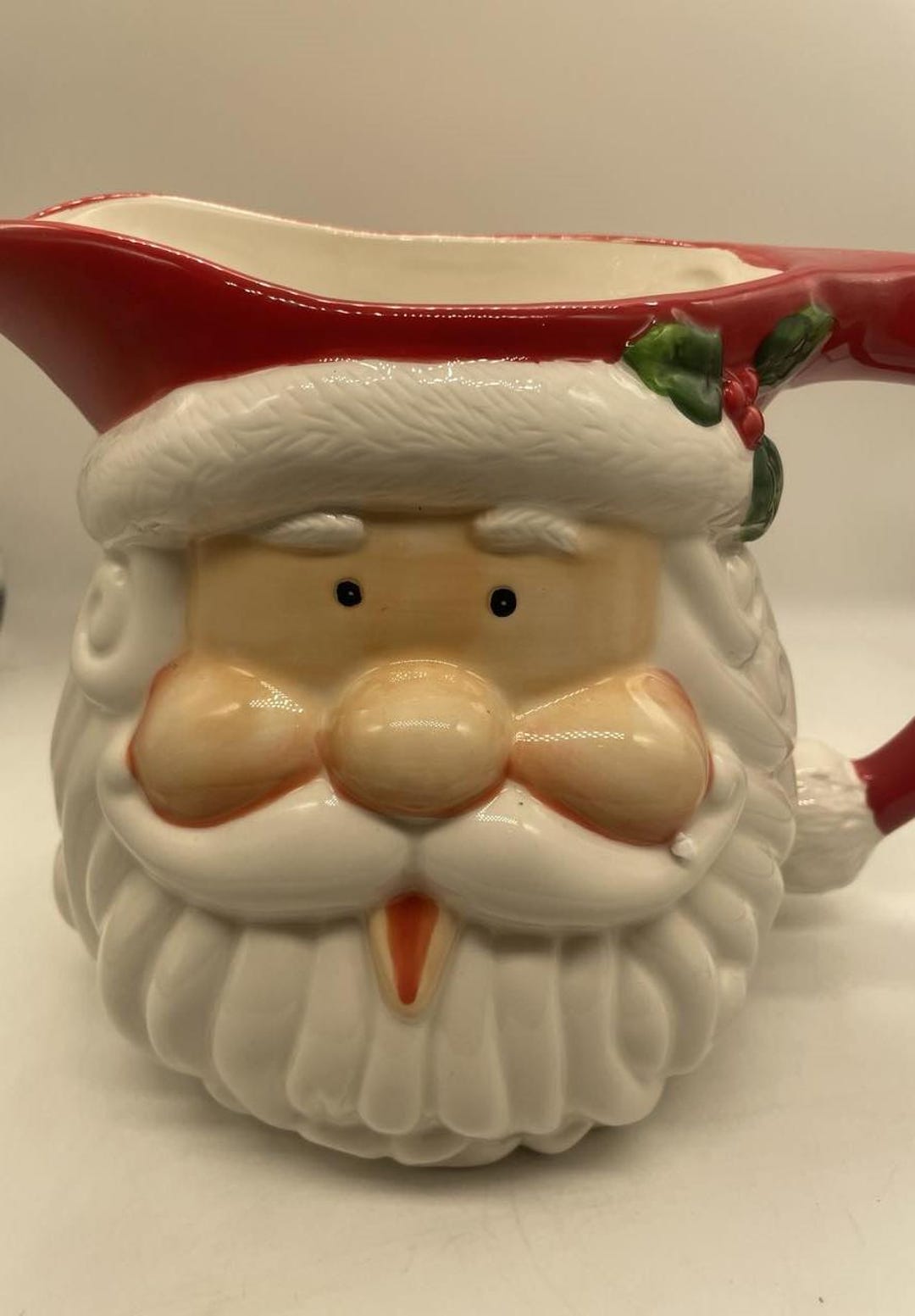 EUC Vintage Ceramic Santa Pitcher Unmarked - Etsy