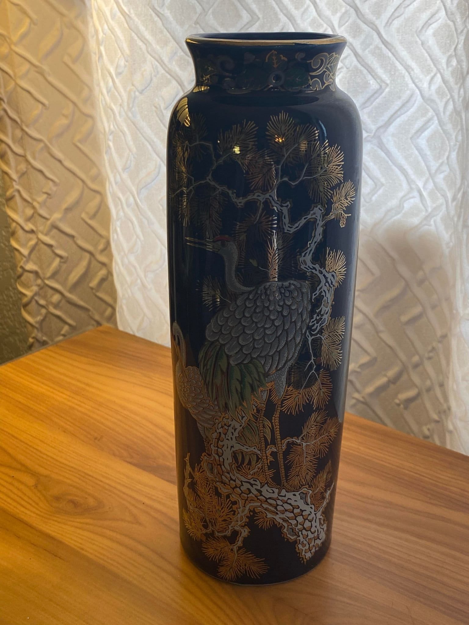 Vintage Artmark Cobalt Blue Vase With Cranes Made in Japan - Etsy