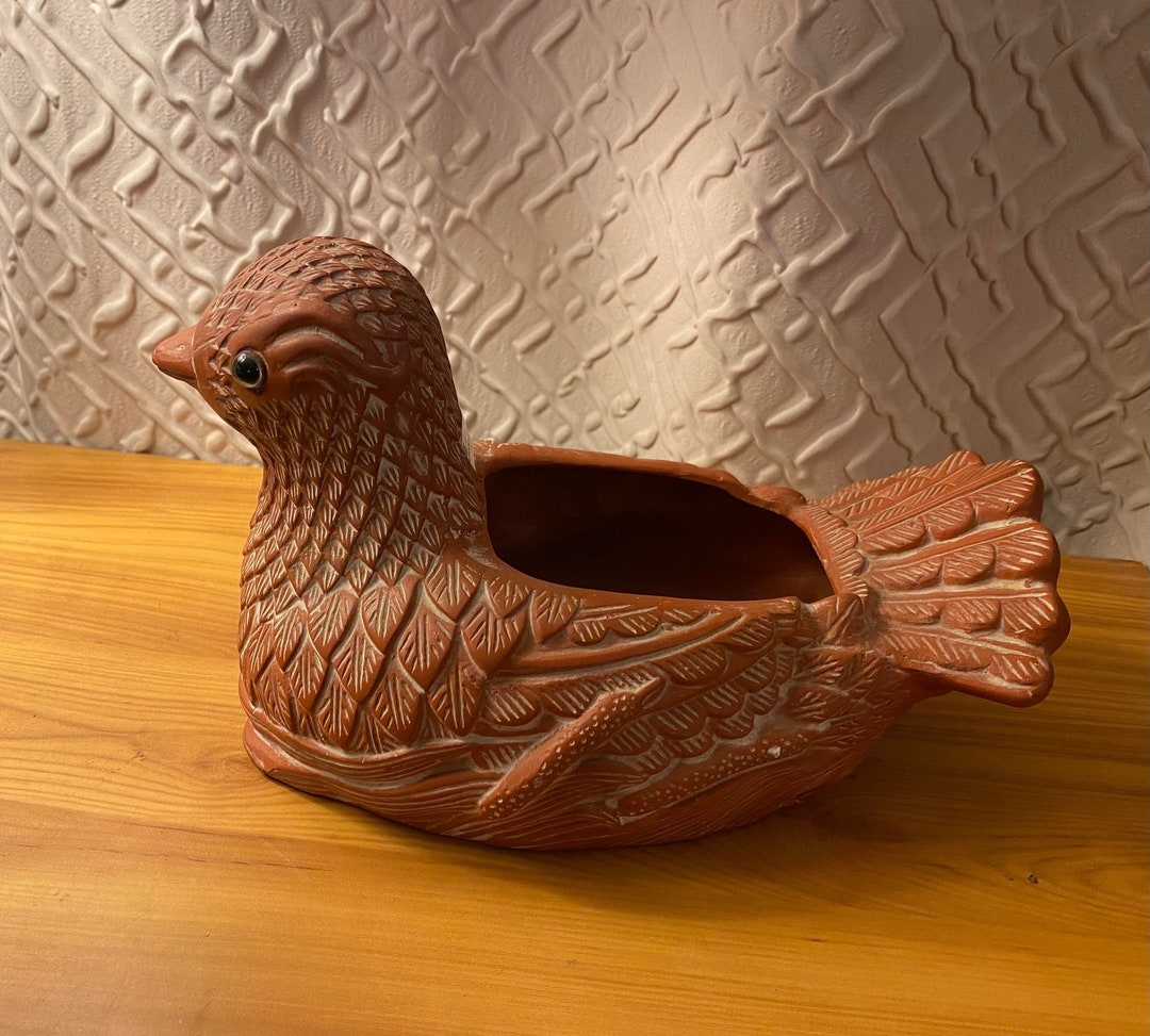 Vintage Terracotta Brown Bird Planter by Teleflora Made in - Etsy