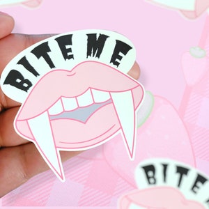 Bite Me Sticker: Pastel Vampire Sticker - Choose Your Material Type - Etsy