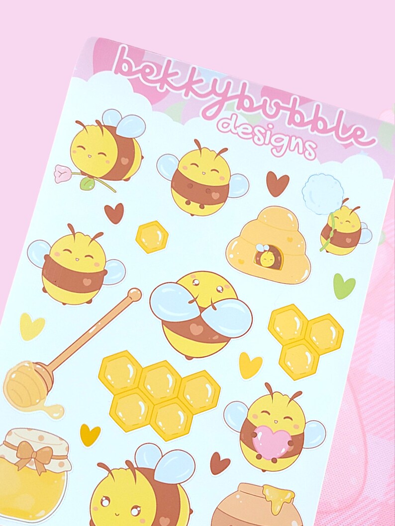 Busy Bee Sticker Sheet Cute Bee Bee Stickers Honey Kawaii Sticker Cute ...