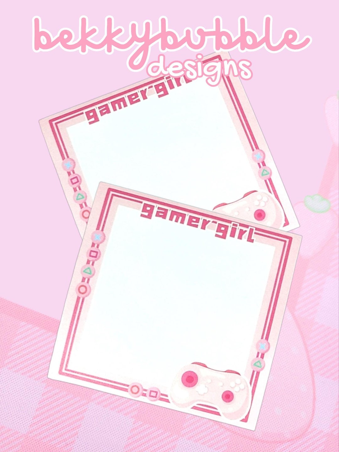 Gamer Girl Sticky Notes Pink Gamer Girl Note Pad Kawaii Gamer Gaming ...