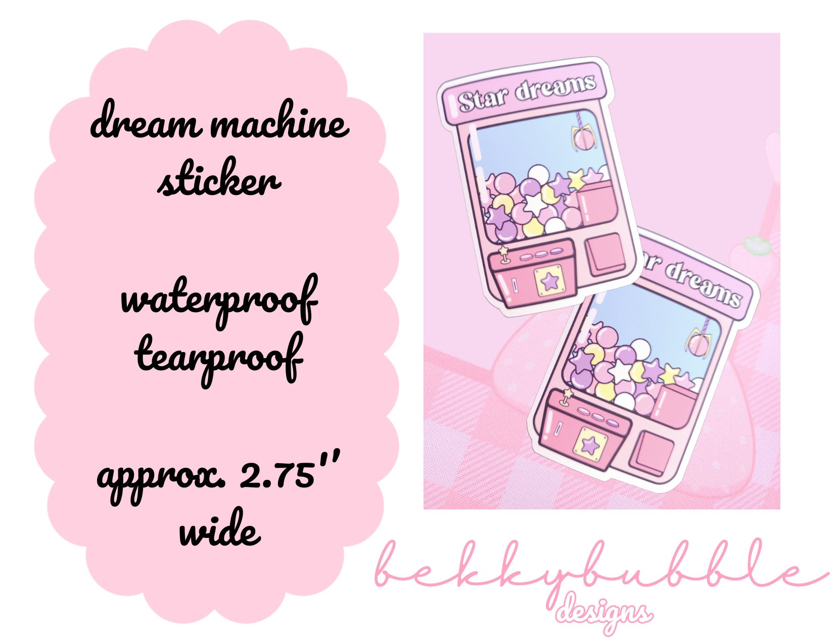 Dream Machine Sticker Gacha Crane Game Kawaii Sticker Cute Sticker ...