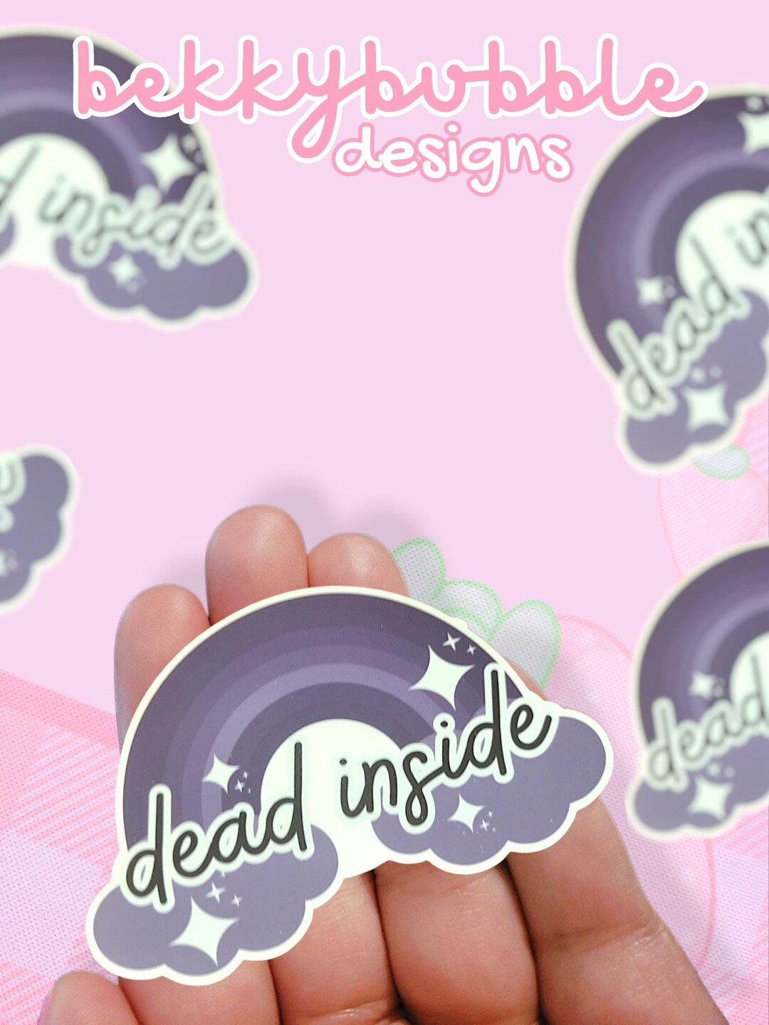 Dead Inside Sticker | Rainbow Sticker | Goth Rainbow | Goth Sticker | Funny Sticker | Snarky ...