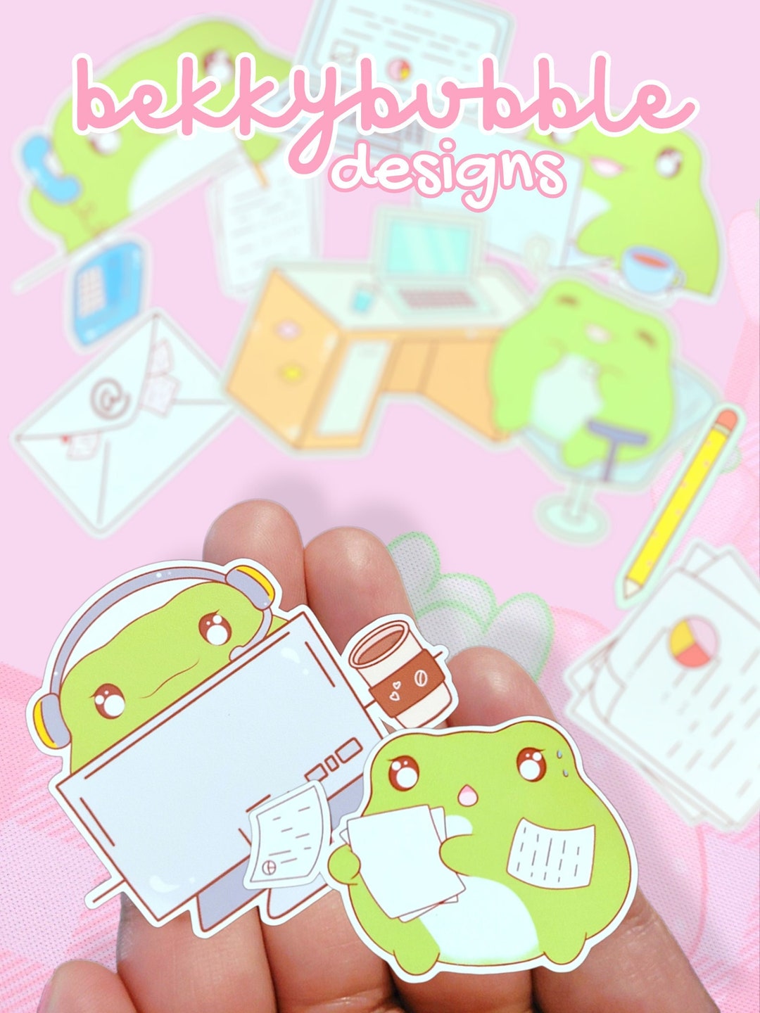 Office Frog Sticker Pack | Froggy Sticker | Office Sticker | Work From ...