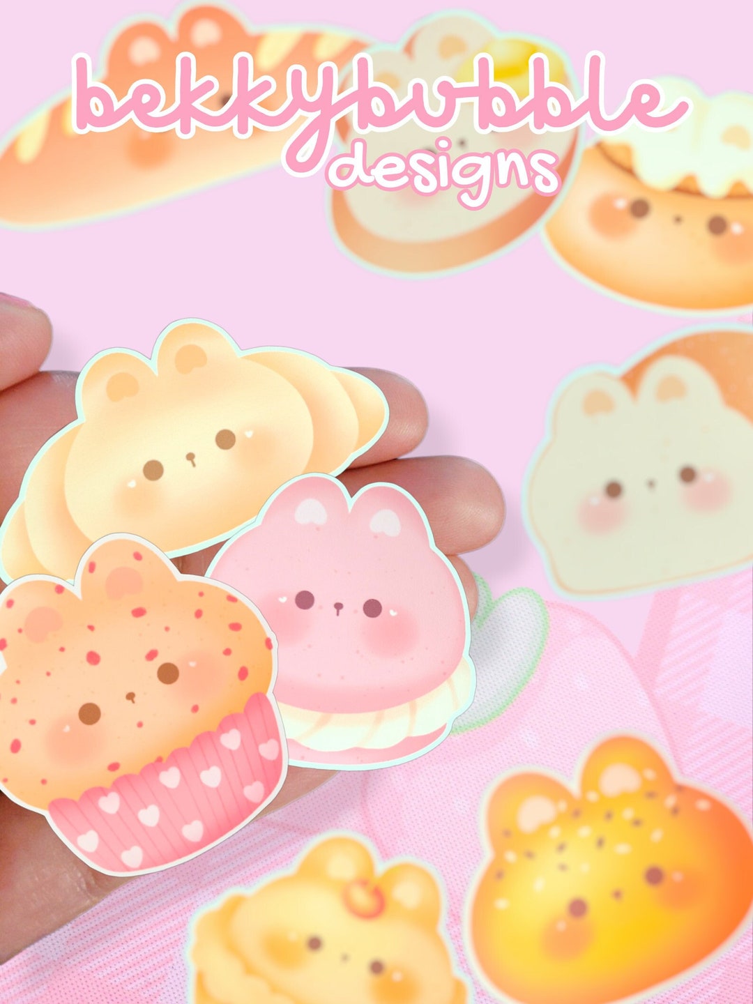 Bakery Bun Sticker Pack | Bakery Sticker | Bunny Sticker | Kawaii ...