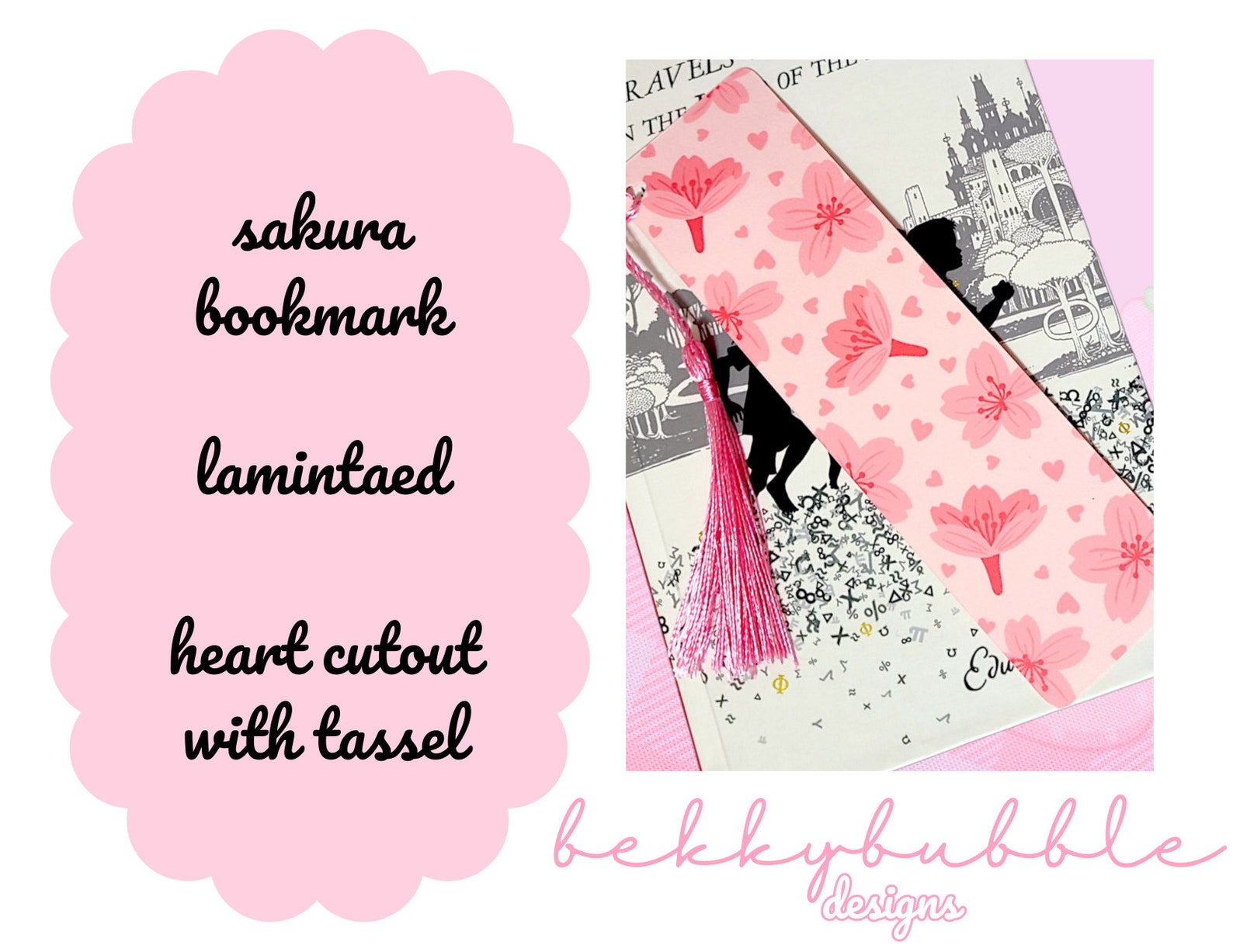 Sakura Bookmark Cherry Blossom Pink Bookmark Flower Bookmark Kawaii ...