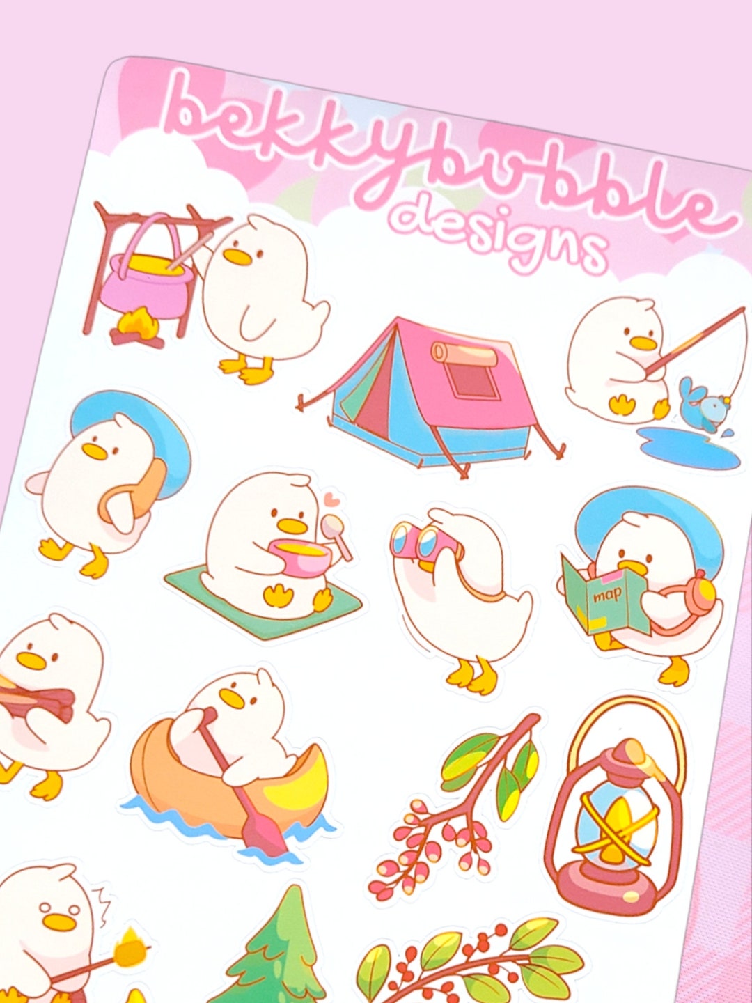 Camping Cutie Sticker Sheet | Duck Sticker | Camping | Summer Camp ...