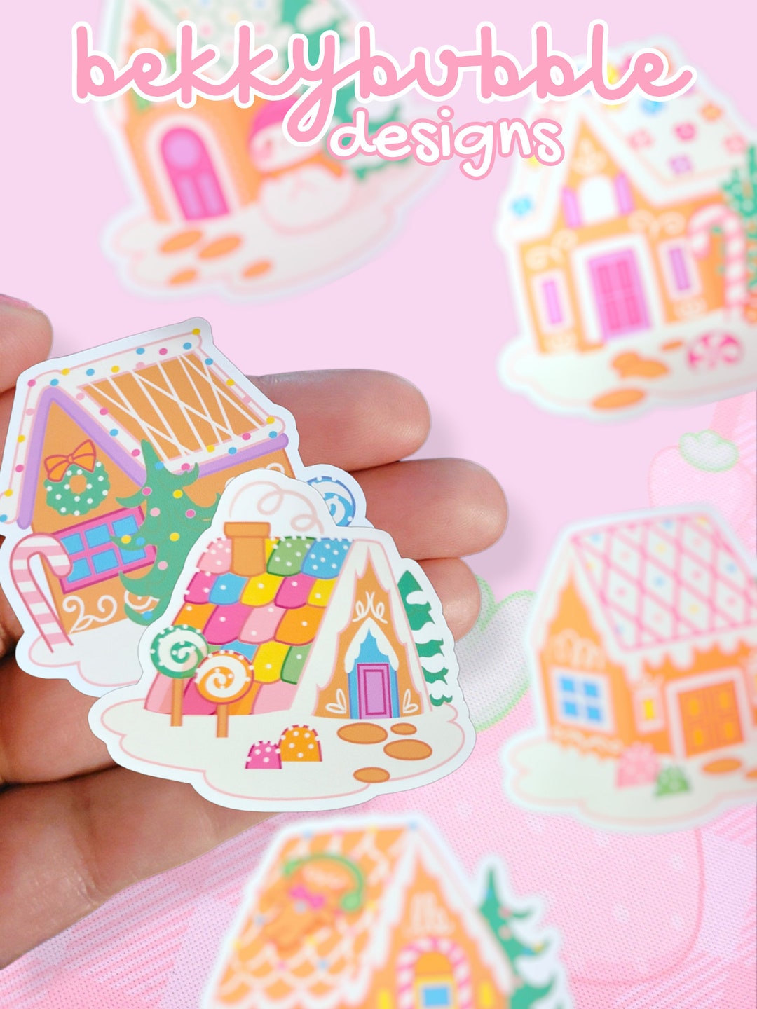 Gingerbread House Sticker Pack | Candy House | Kawaii Stickers | Sweet ...