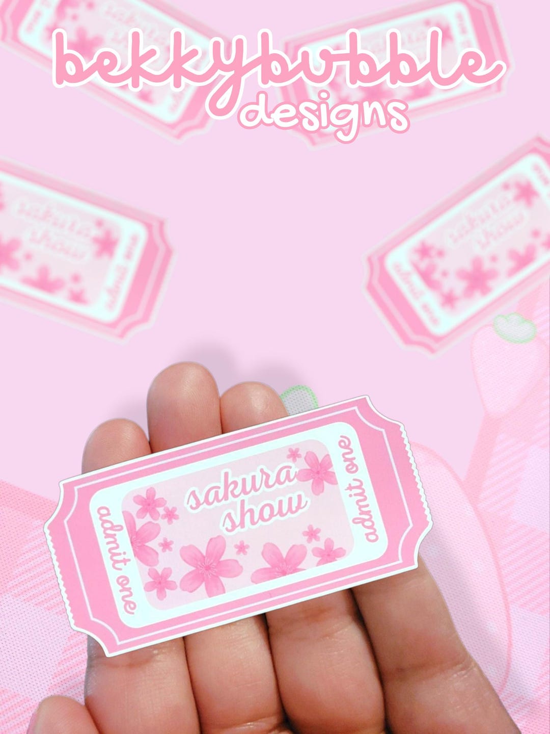 Sakura Ticket Sticker: Cherry Blossom Stub Sticker - Choose Your ...