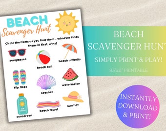 Beach Scavenger Hunt | I Spy | Summer Activity | Summer Printable ...