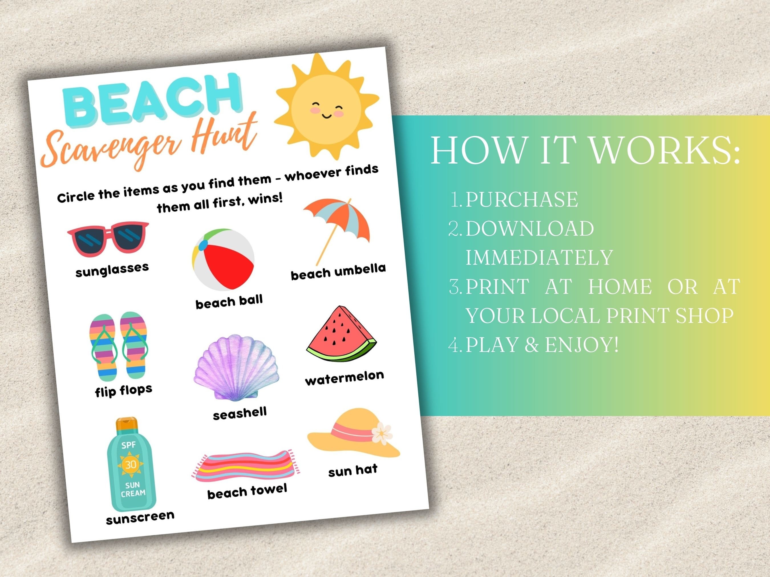 Beach Scavenger Hunt | Printable Scavenger Hunt | Kids Scavenger Hunt ...
