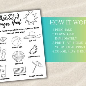 Printable Scavenger Hunt | Beach Coloring Page | Kids Scavenger Hunt ...