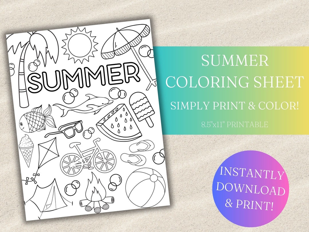 Summer Coloring Page | Printable Summer Activity | Summer Printable ...