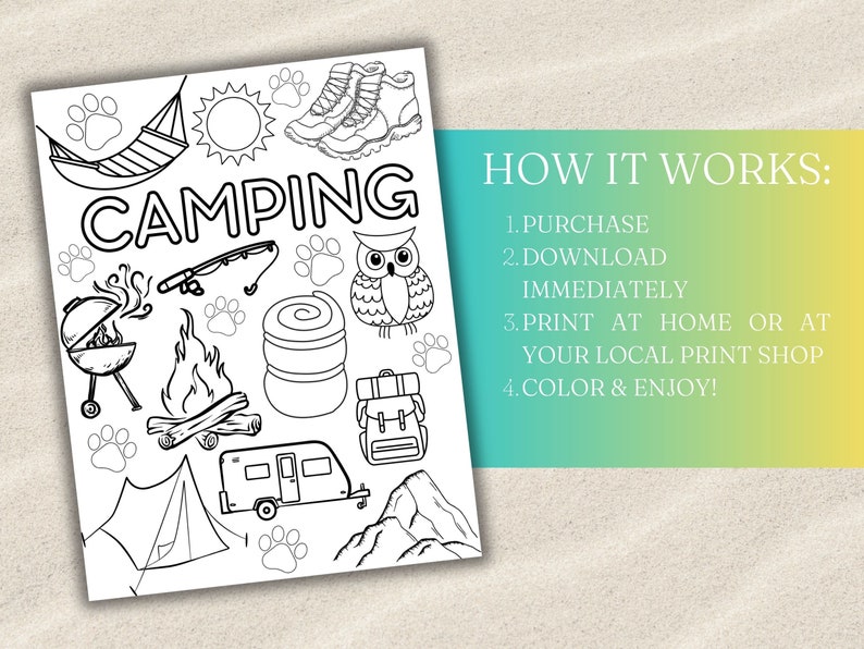 Camping Coloring Page | Printable Summer Activity | Summer Printable ...