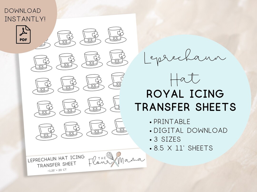 Leprechaun Hat Icing Transfer Sheet, St. Patricks Day Icing Template ...